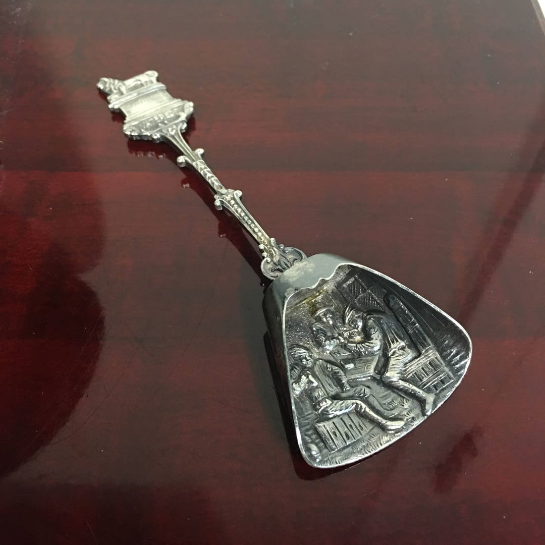 Dutch Silver Plate Sugar Spoon: Tavern Scene, Lion of Waterloo - Etsy