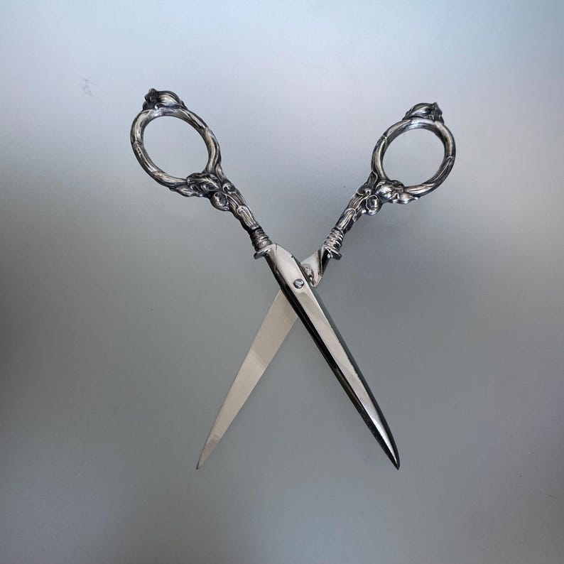 Vintage Sterling Silver Art Nouveau Embroidery Scissors: Griffon Floral ...