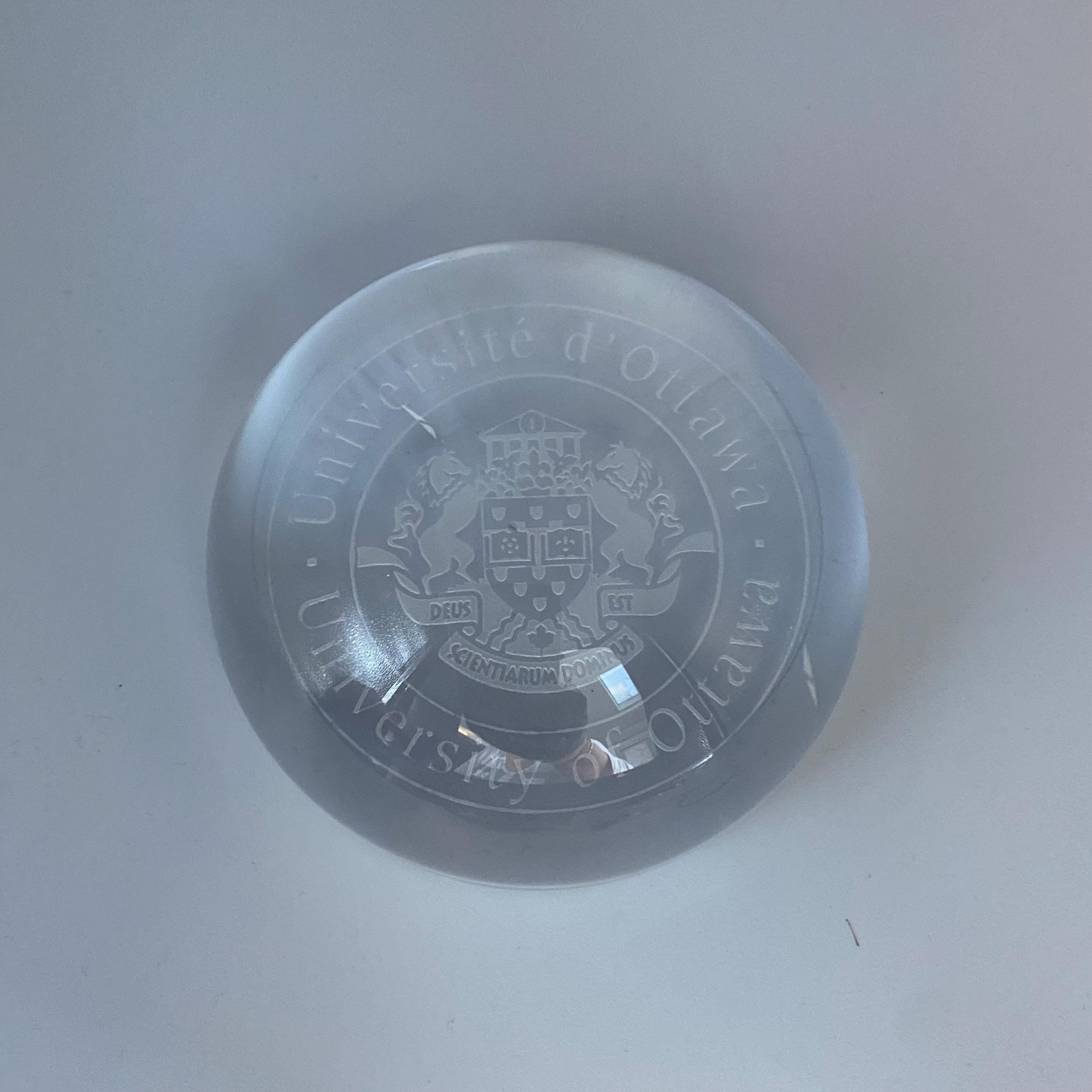 Vintage University of Ottawa Glass Etched Paperweight Université D ...