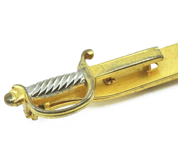 Anson Vintage 1940s 50s Sword Tie Bar Pierced Look Tw… - Gem