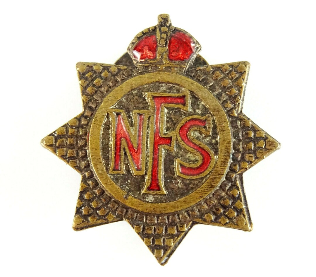 Vintage NFS National Fire Service Button Red Enamel Crown Star - Etsy