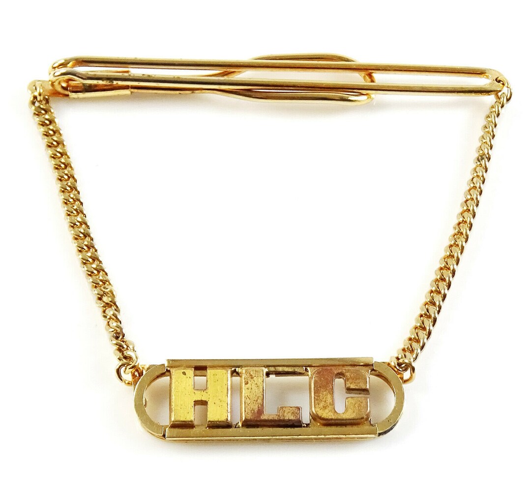 Swank Vintage Tie Chain Letters HLC Initials Monogram Pendant 1950s - Etsy