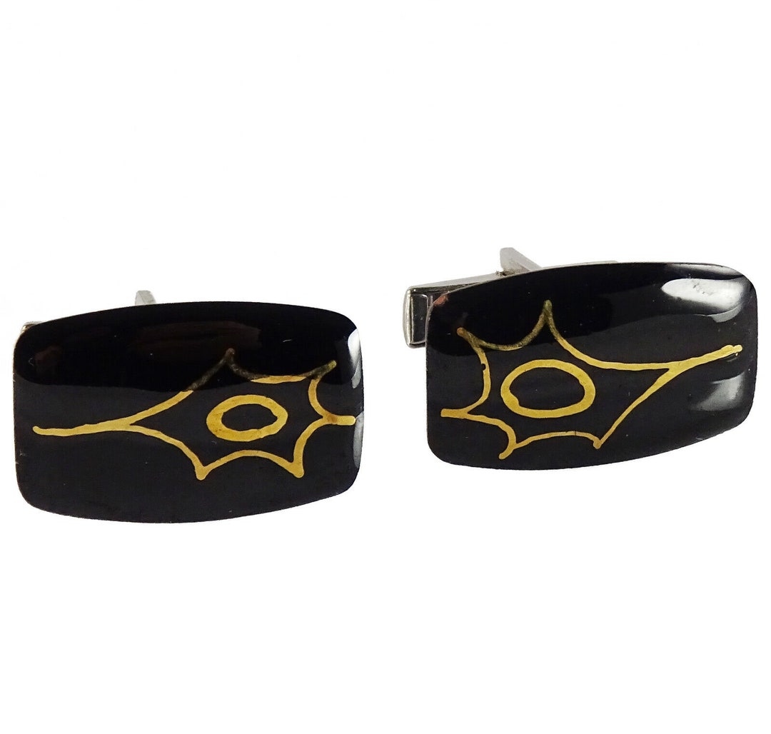 Modernist Atomic Vintage Cufflinks 1960s Black Enamel Over Copper - Etsy