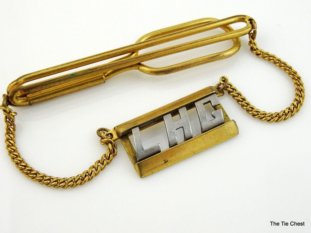 Swank Vintage Tie Chain 1930s 40s Letters LHG Initials - Etsy