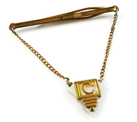 Nu-lok Vintage Tie Chain Letter C Initial Pendant Mother of | Etsy