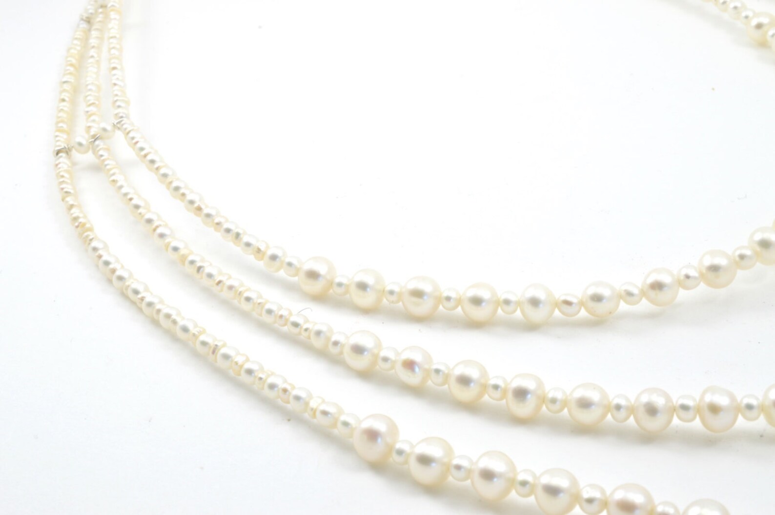 Pearl Necklace, Back Necklace, Backlace, Solid Sterling Silver, Real ...