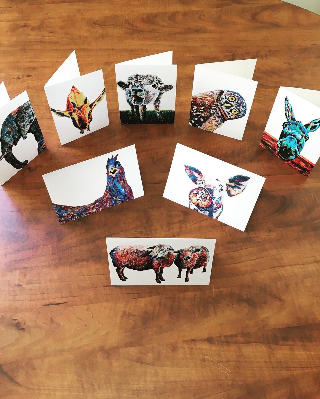 Blank Greeting Cards, Handmade, Farm Animals, Goat, Owl, Elephant ...