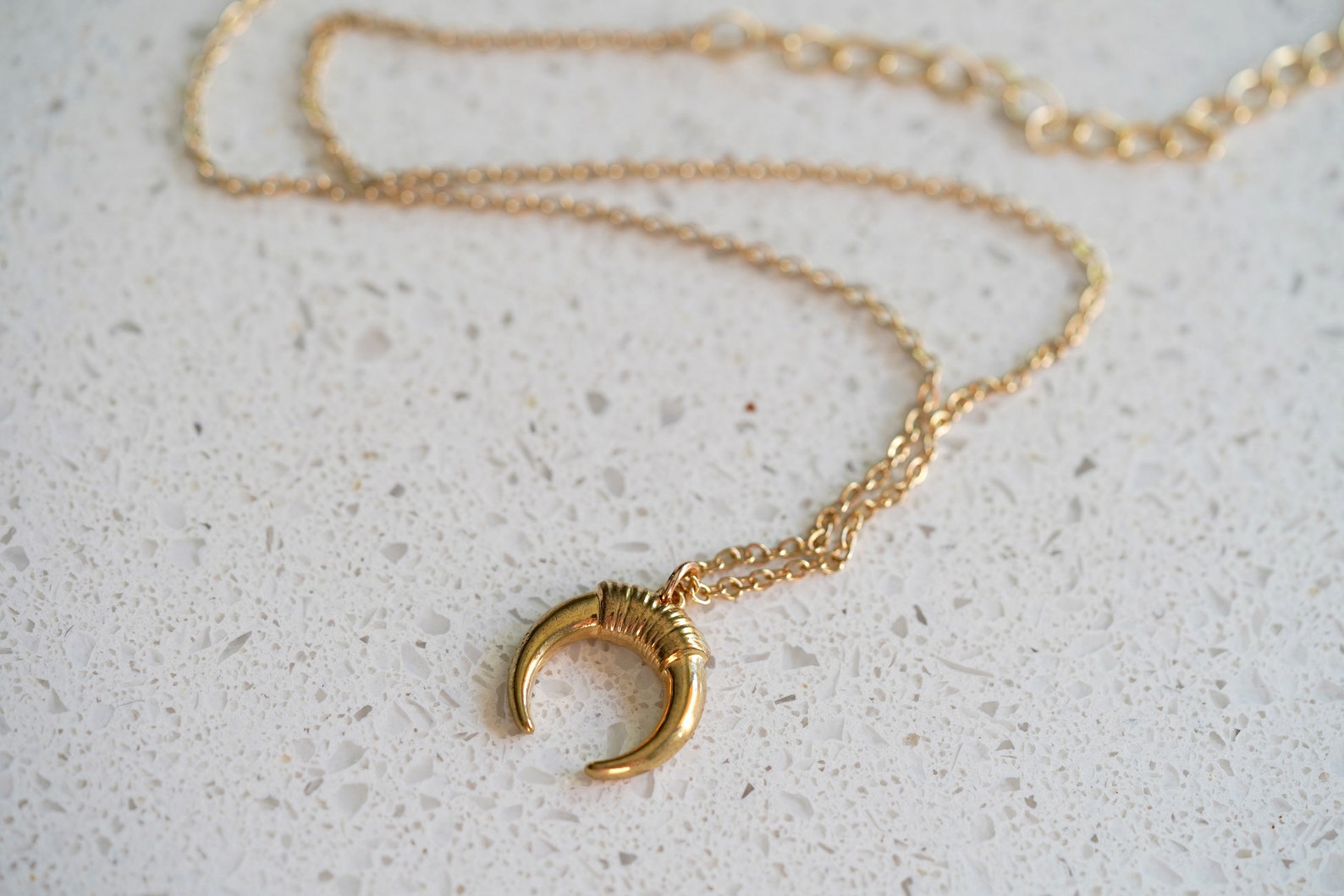 Gold Horn Necklace Gold Crescent Necklace/ Double Horn | Etsy