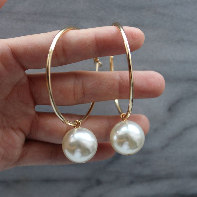 Pearl Hoops - Etsy