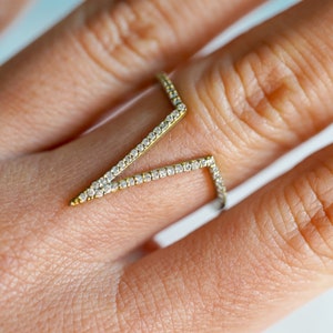 V Shaped Ring Stunning Minimal Ring/ Statement Ring/ Chevron Ring/ Glam ...