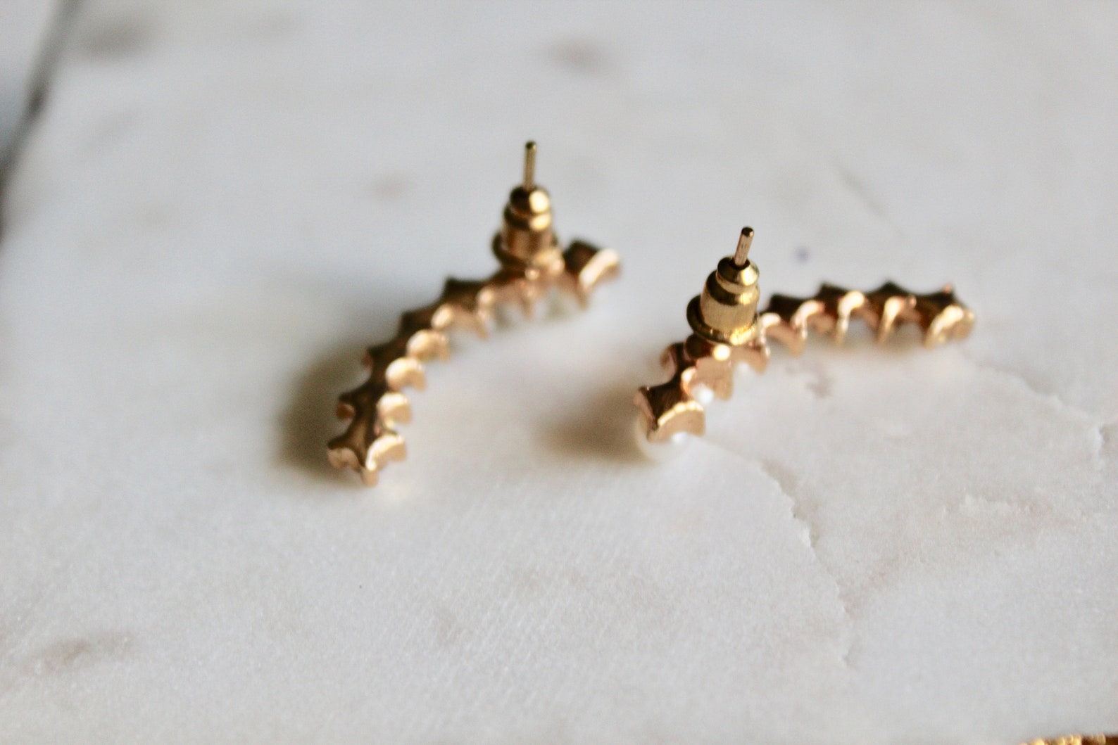 Sparkly Pearl Ear Climber Gold Ear Cuff/ Gold Ear Crawler/ - Etsy
