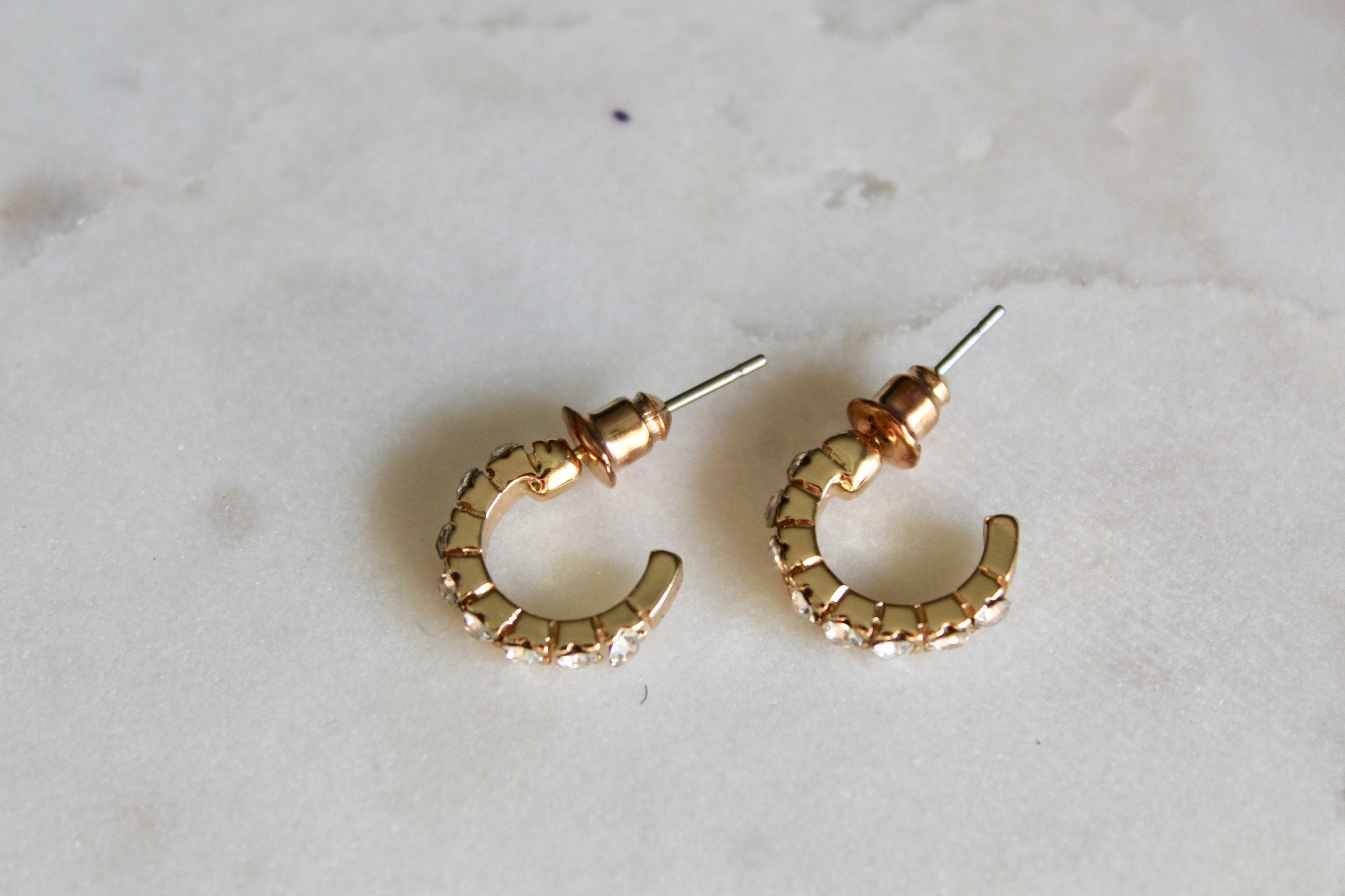 Tiny Gold Hoops Earrings Small Sparkly Hoop Earrings/ CZ | Etsy