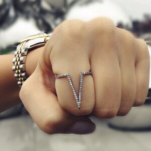 V Shaped Ring Stunning Minimal Ring/ Statement Ring/ Chevron Ring/ Glam ...