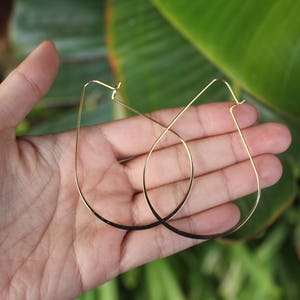 Thin Gold Hoop Earrings Gold Teardrop Hoop Earrings/ Large Oval Hoop Earrings/ Large Hoops ...