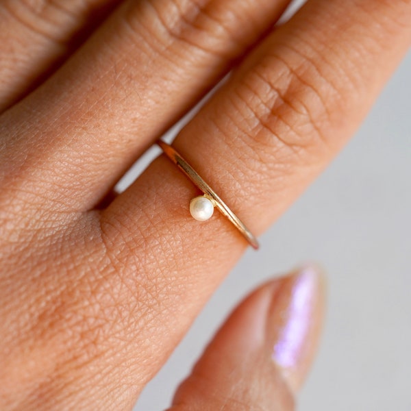 Tiny Pearl Ring - Etsy