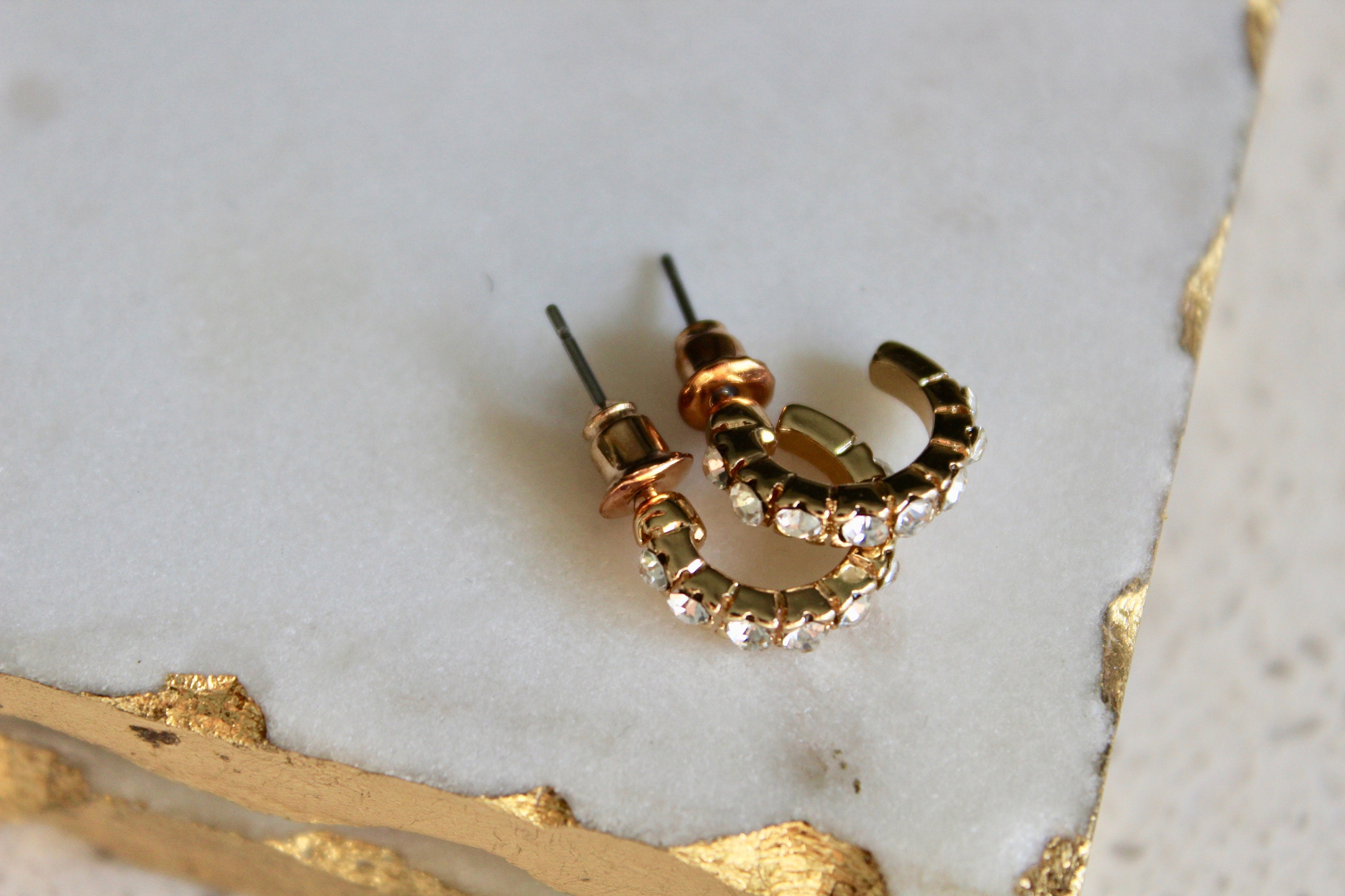 Tiny Gold Hoops Earrings Small Sparkly Hoop Earrings/ CZ | Etsy