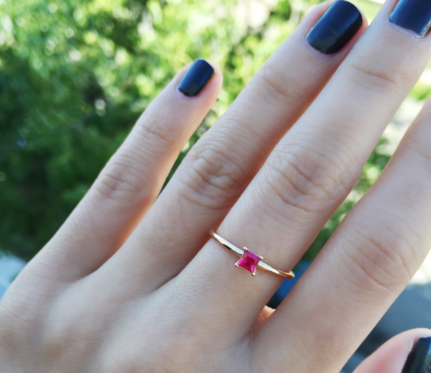 Rose Gold Ruby Pink Ring Valentine's Day Gift/ Dainty | Etsy