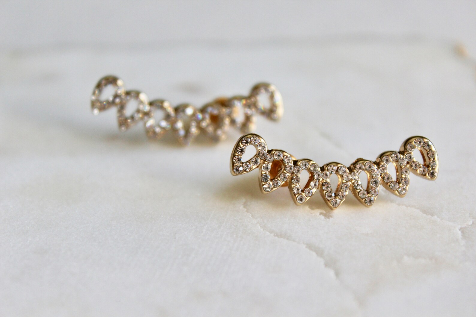 Gold Sparkly Triangle Ear Crawlers Crystal Ear Crawlers/ | Etsy