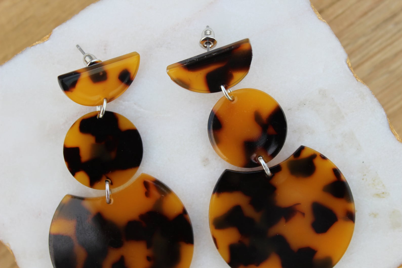 Tortoise Shell Resin Statement Earrings Geometric Shapes - Etsy