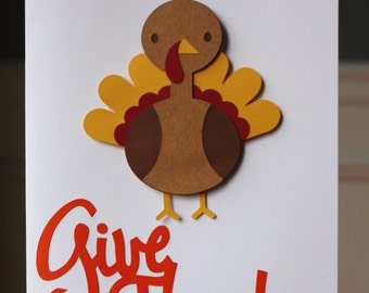 Turkey Card Happy Thanksgiving Card Fall Thank You Card - Etsy