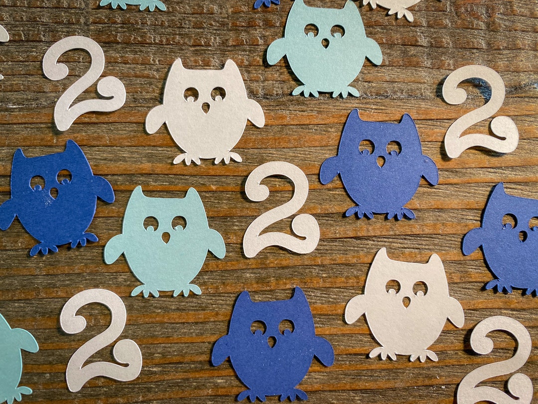 Personalized Age Blue, White, and Navy Owl Birthday Party Confetti - Etsy