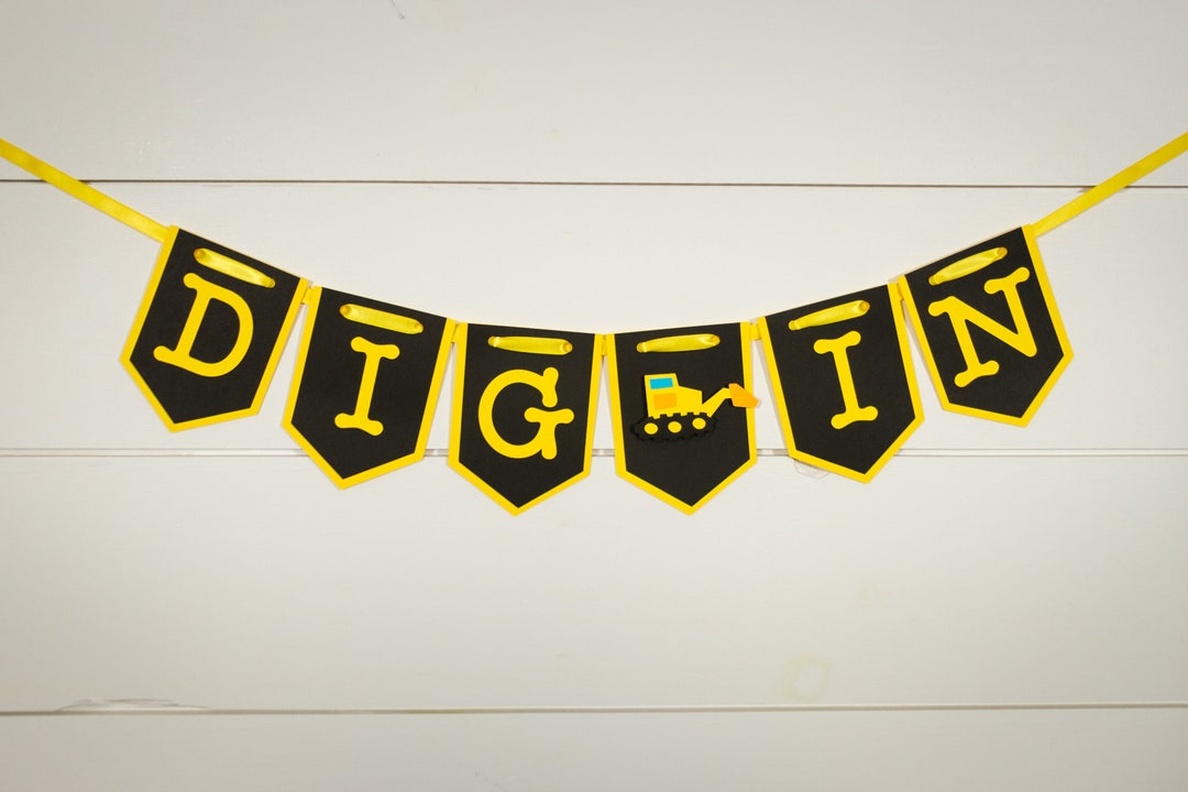 Yellow and Black Construction Dig in Banner - Etsy