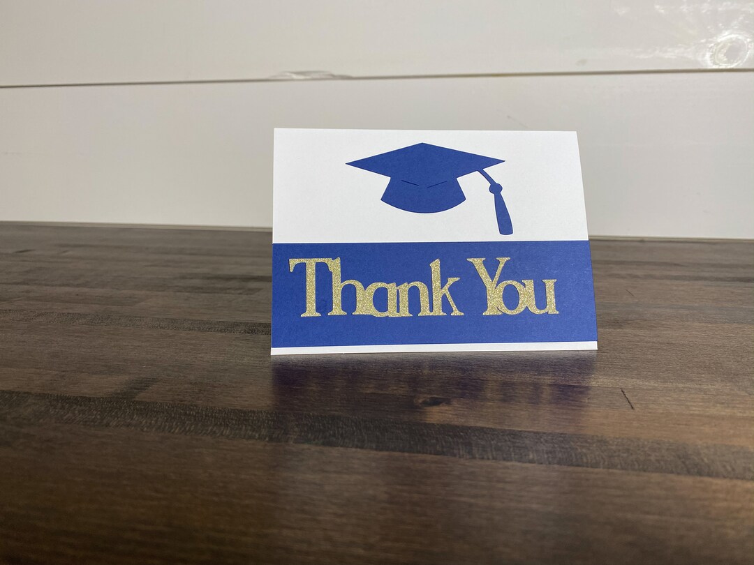 Navy Blue and Gold Graduation Thank You Card Set - Etsy