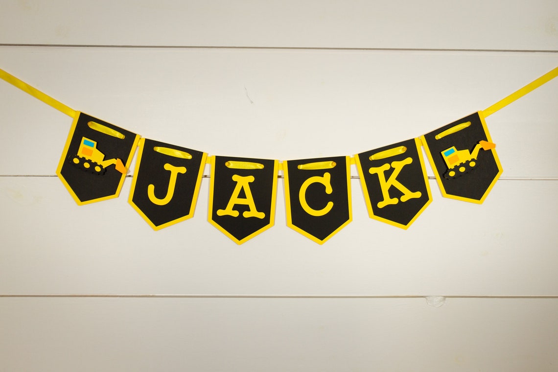 Yellow and Black Construction Name Banner - Etsy