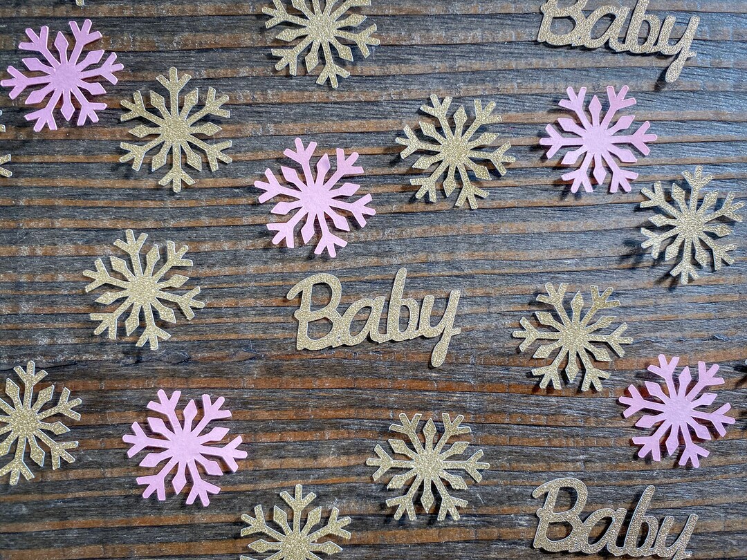 Pink and Gold Snowflake Baby Shower Confetti - Etsy