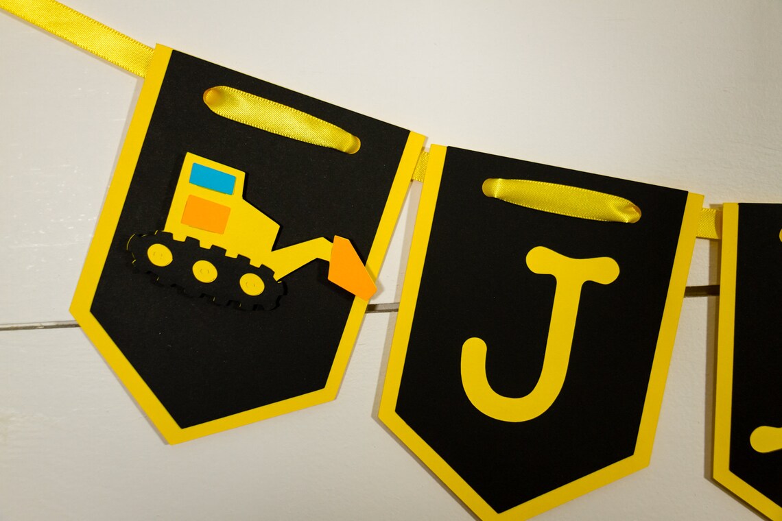 Yellow and Black Construction Name Banner - Etsy