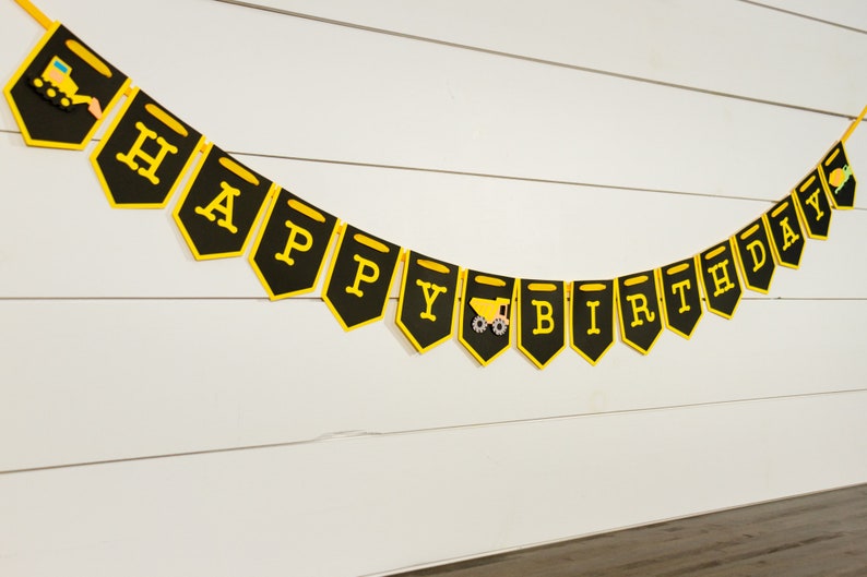 Yellow and Black Construction Birthday Banner | Etsy