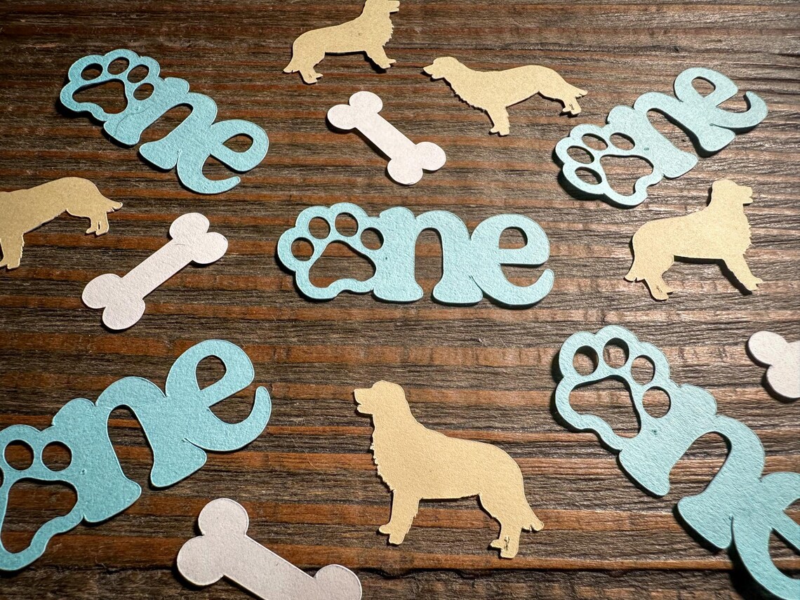 Dog First Birthday Confetti – Puppy Party Decor | "one" With Paw Print ...