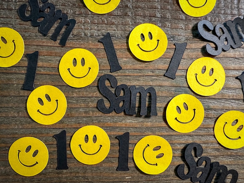 Personalized Smiley Face One Happy Dude Party Confetti - Etsy