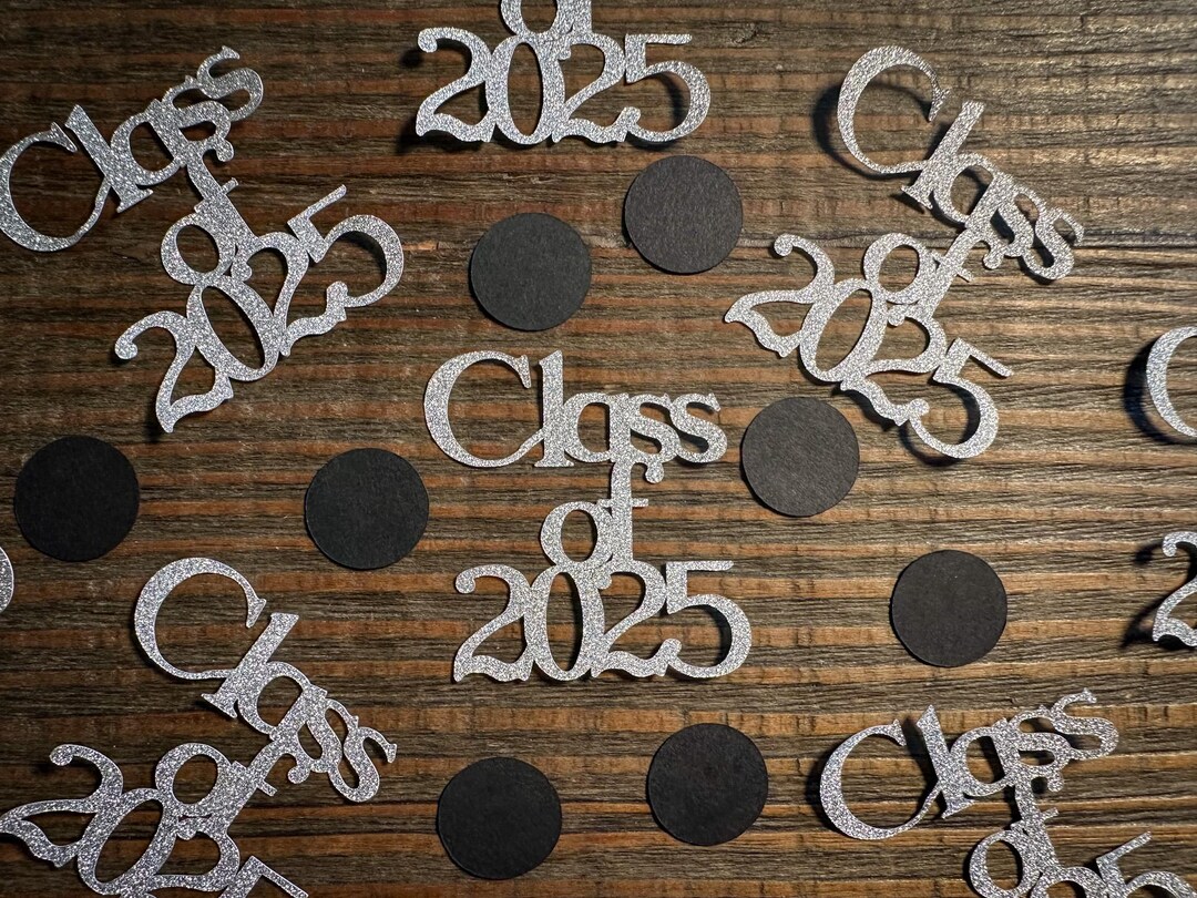 Silver Class of 2025 Graduation Party Confetti With Black Circles - Etsy