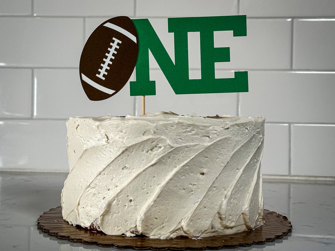 Football First Birthday One Cake Topper Green Print - Etsy