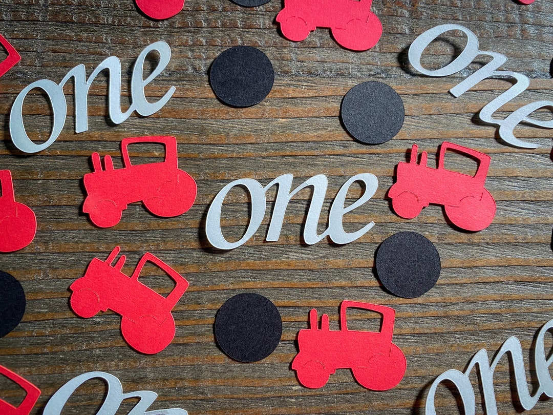 Red Tractor First Birthday Farm Party Confetti - Etsy