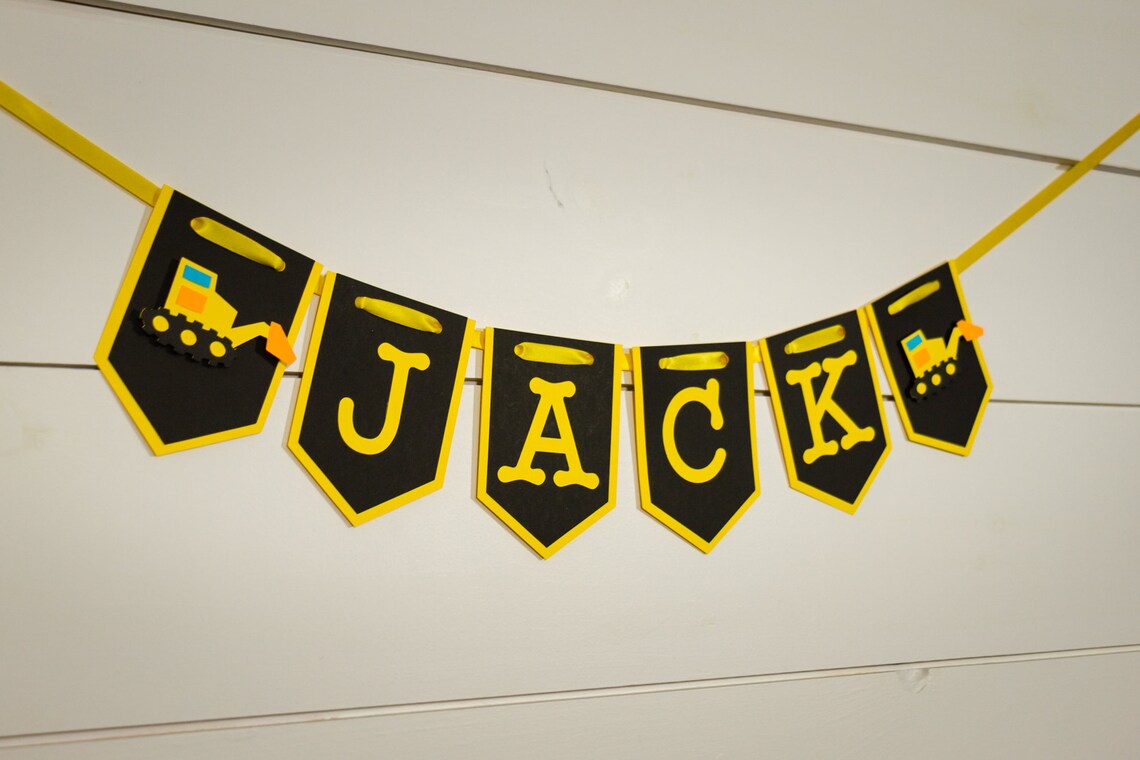 Yellow and Black Construction Name Banner - Etsy