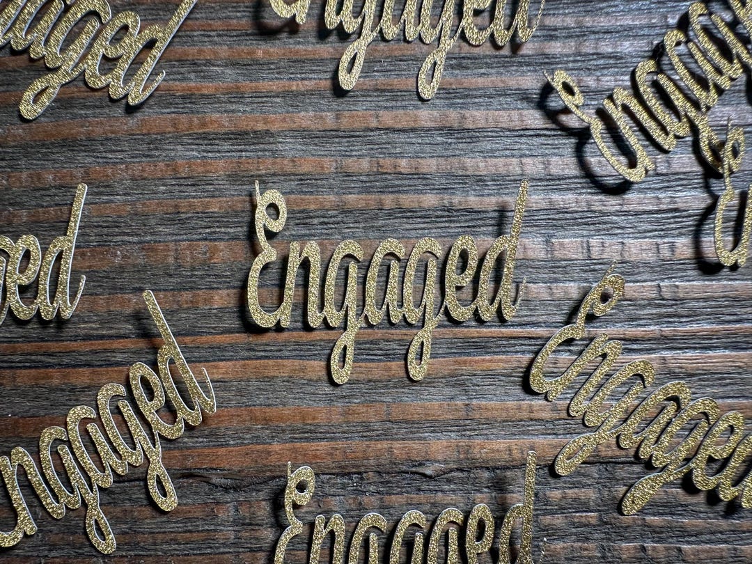 Gold Engaged Engagement Party Confetti Script Font - Etsy