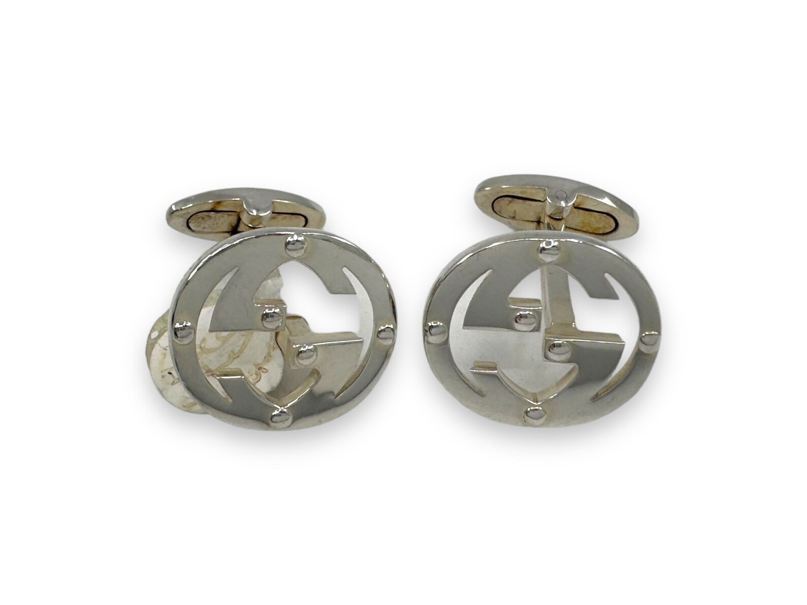 Gucci Cufflinks GG Logo Interlocking G Sterling Silver 925 in Gift Box ...