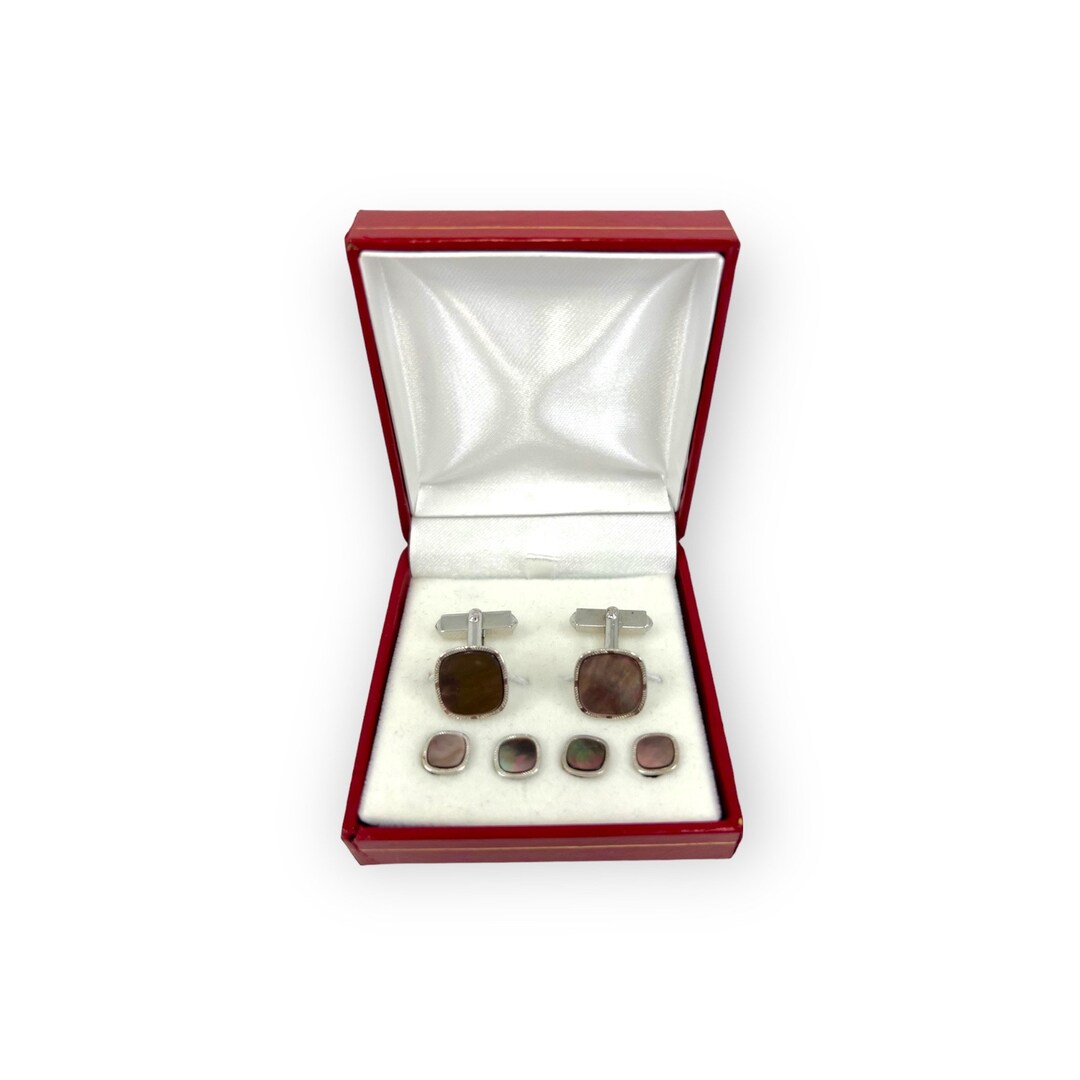 Swank Art Deco 1940's Abalone and Chrome Cufflinks With Matching Shirt ...