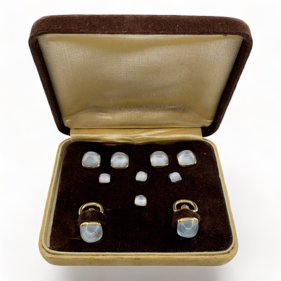 Art Deco Swank Gold-plate and Mother of Pearl 4 Tuxedo Shirt Stud 4 ...