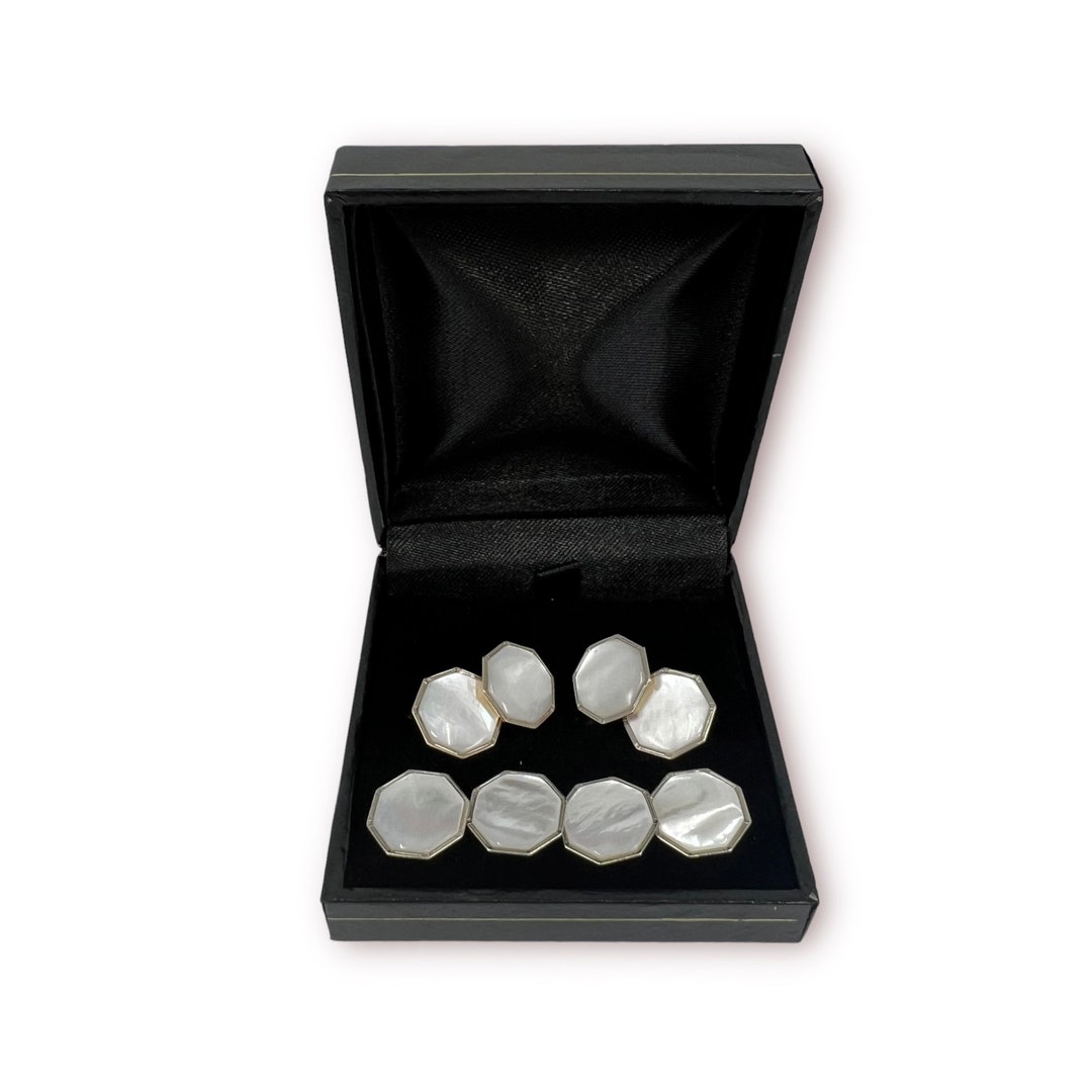 Swank Art Deco Mother of Pearl and Silver Chrome Cufflinks With ...