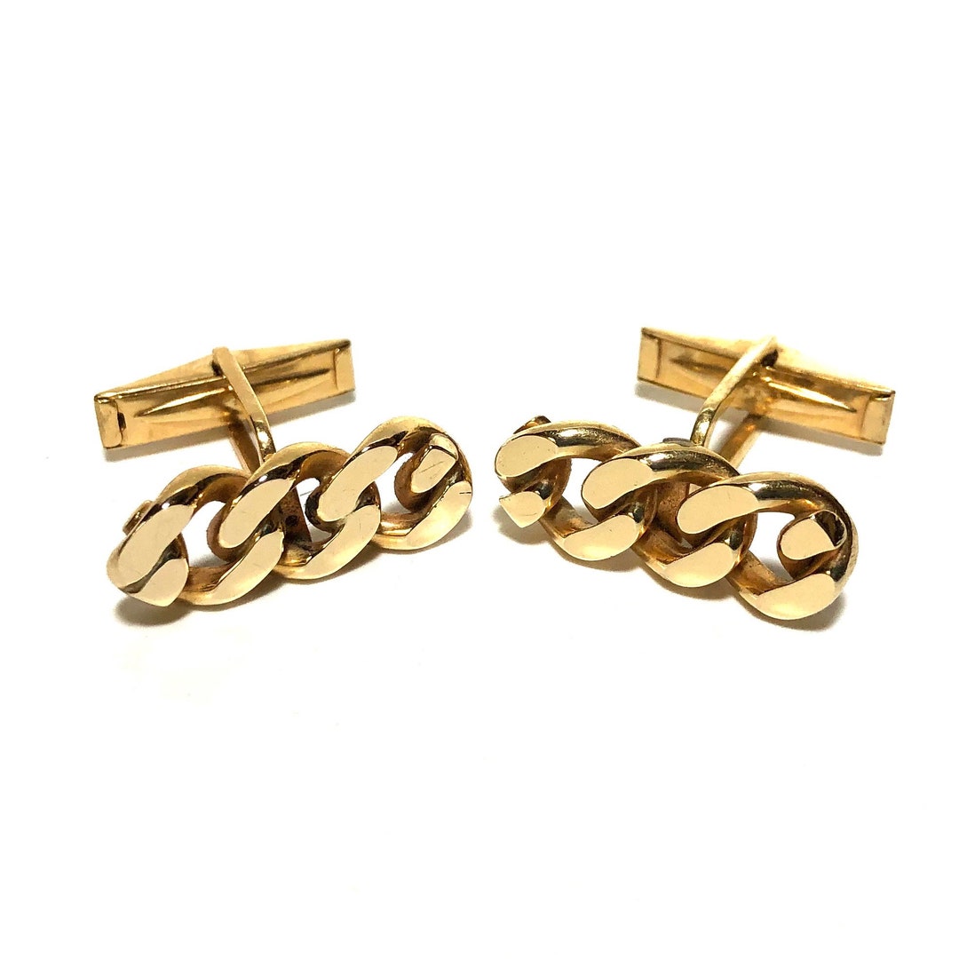 Vintage 14k Gold Chain Mid Century Cufflinks, 11.3 Grams, With Gift Box ...