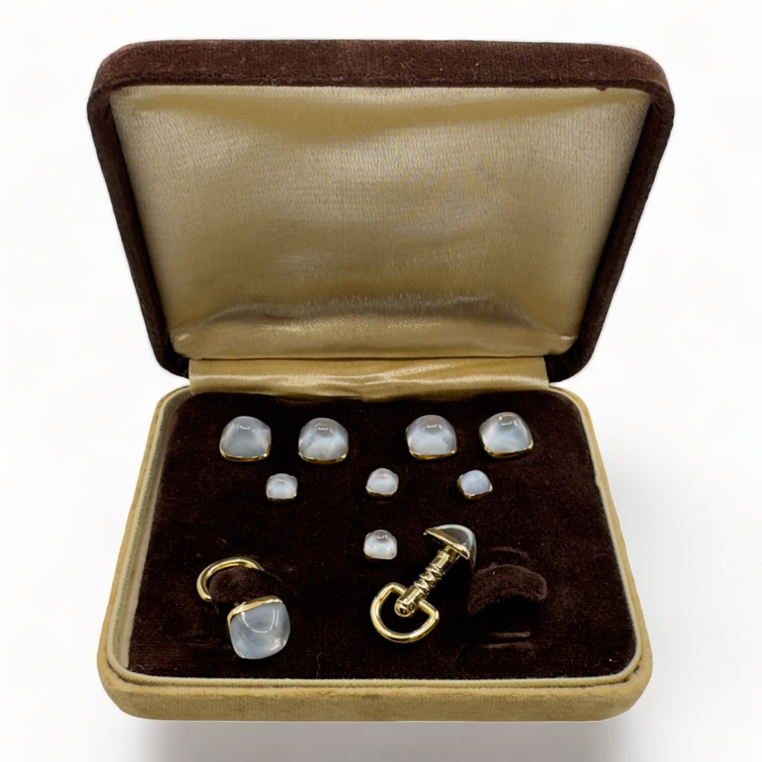 Art Deco Swank Gold-plate and Mother of Pearl 4 Tuxedo Shirt Stud 4 ...
