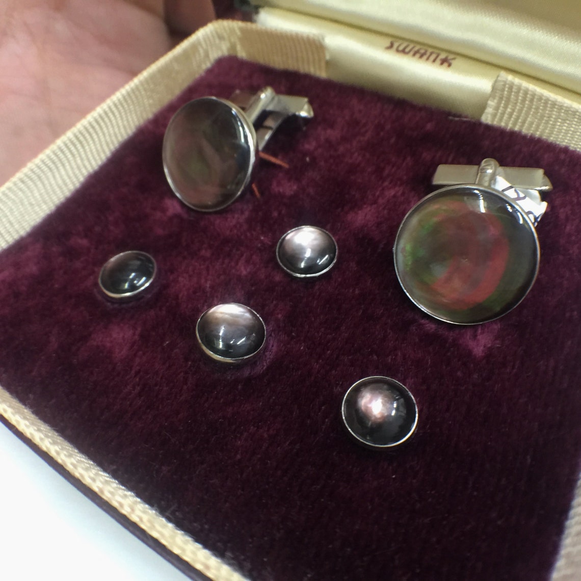 Gold Filled Abalone 4 Stud Set With Matching Cufflinks in - Etsy