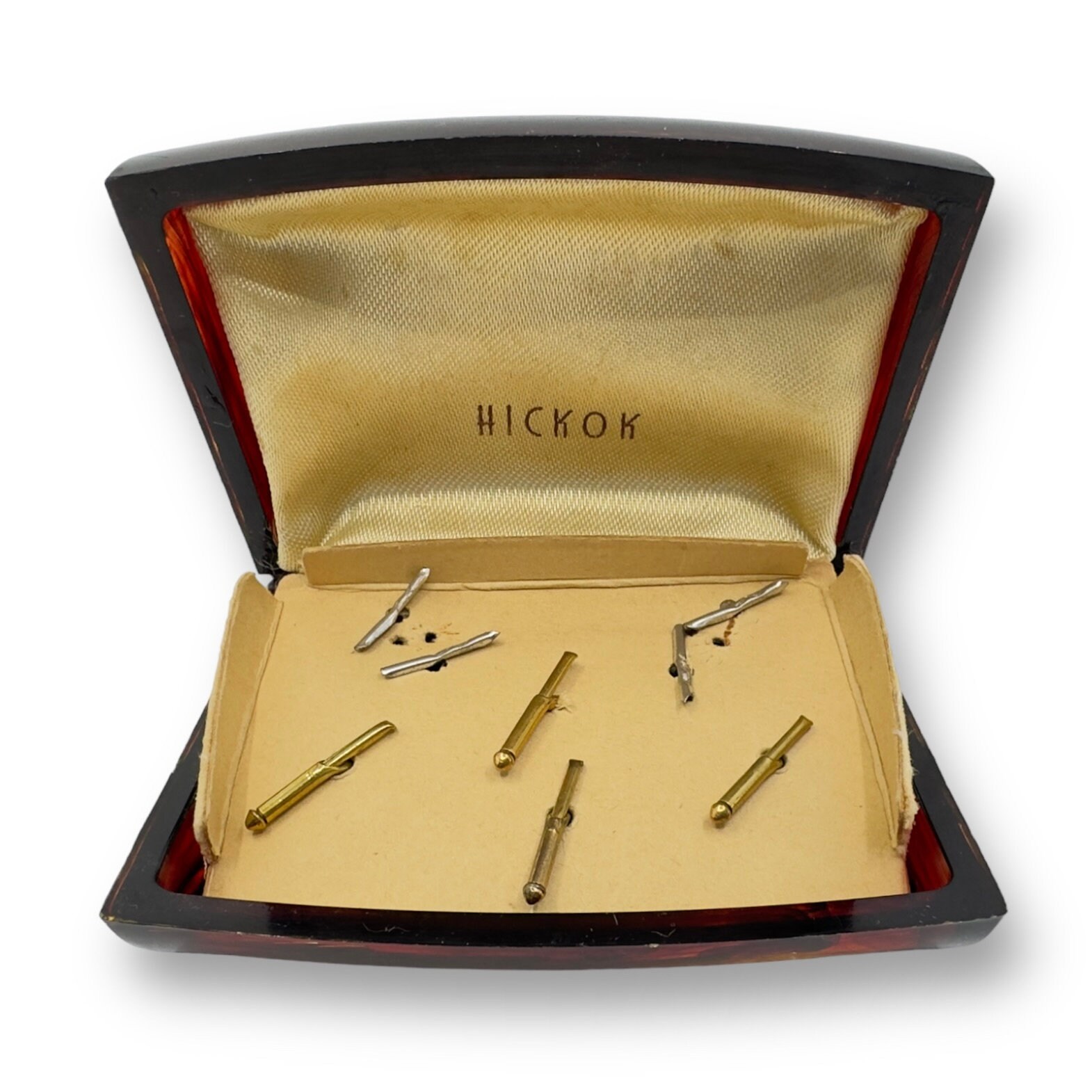 Hickok Art Deco 1940's Gold Plate and Black Enamel 4 Tuxedo Shirt Studs ...