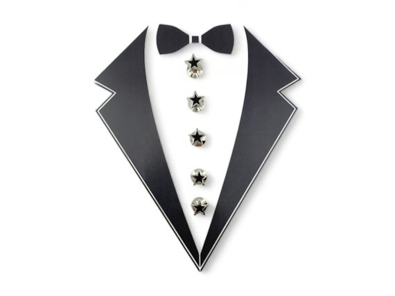Vintage Chrome & Black Enamel Star Tuxedo Shirt Studs… - Gem