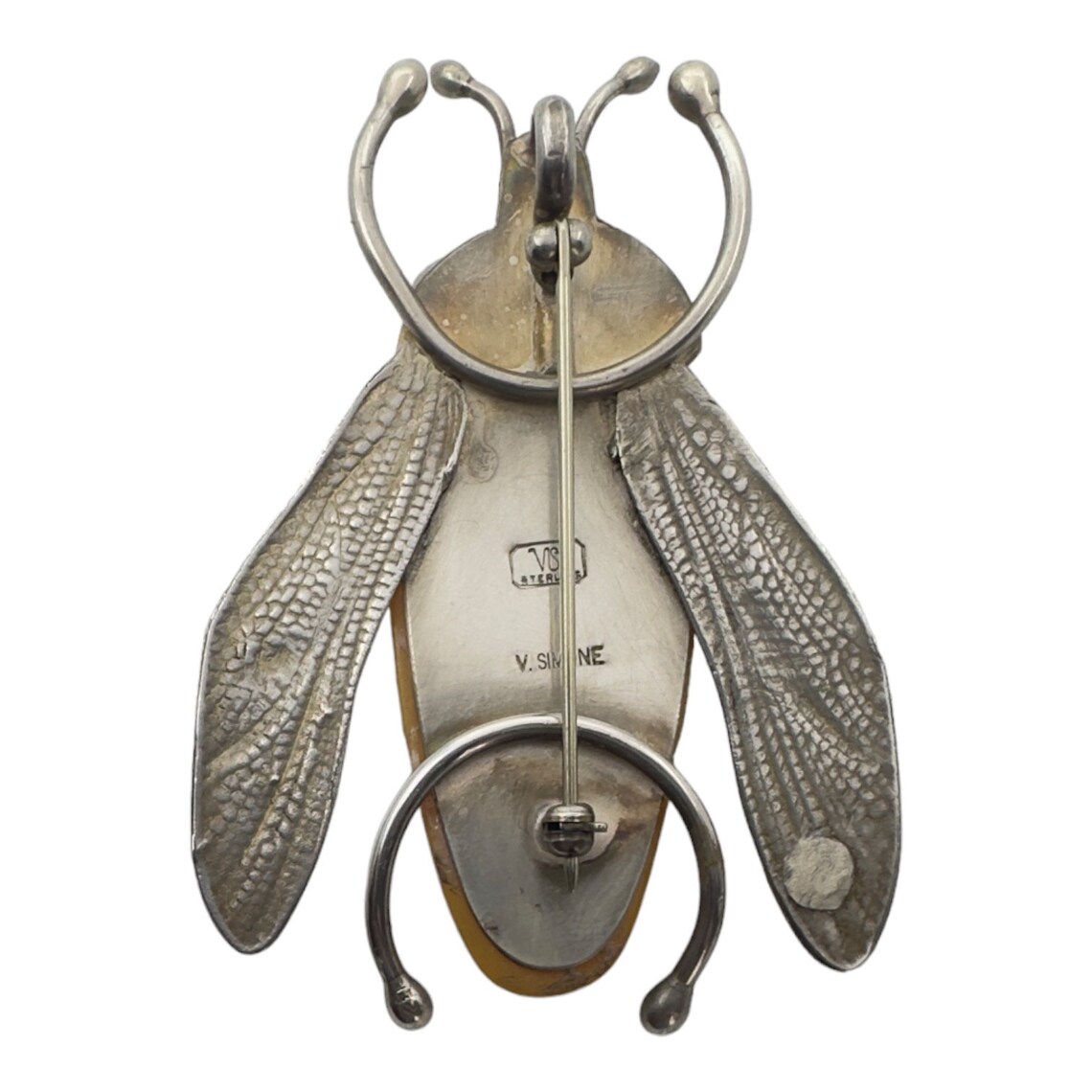 Vincent Simone Sterling & Bakelite Cicada Pendant Pin Brooch With ...