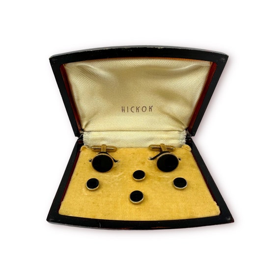 Hickok Art Deco 1940's Gold Plate and Black Enamel 4 - Etsy