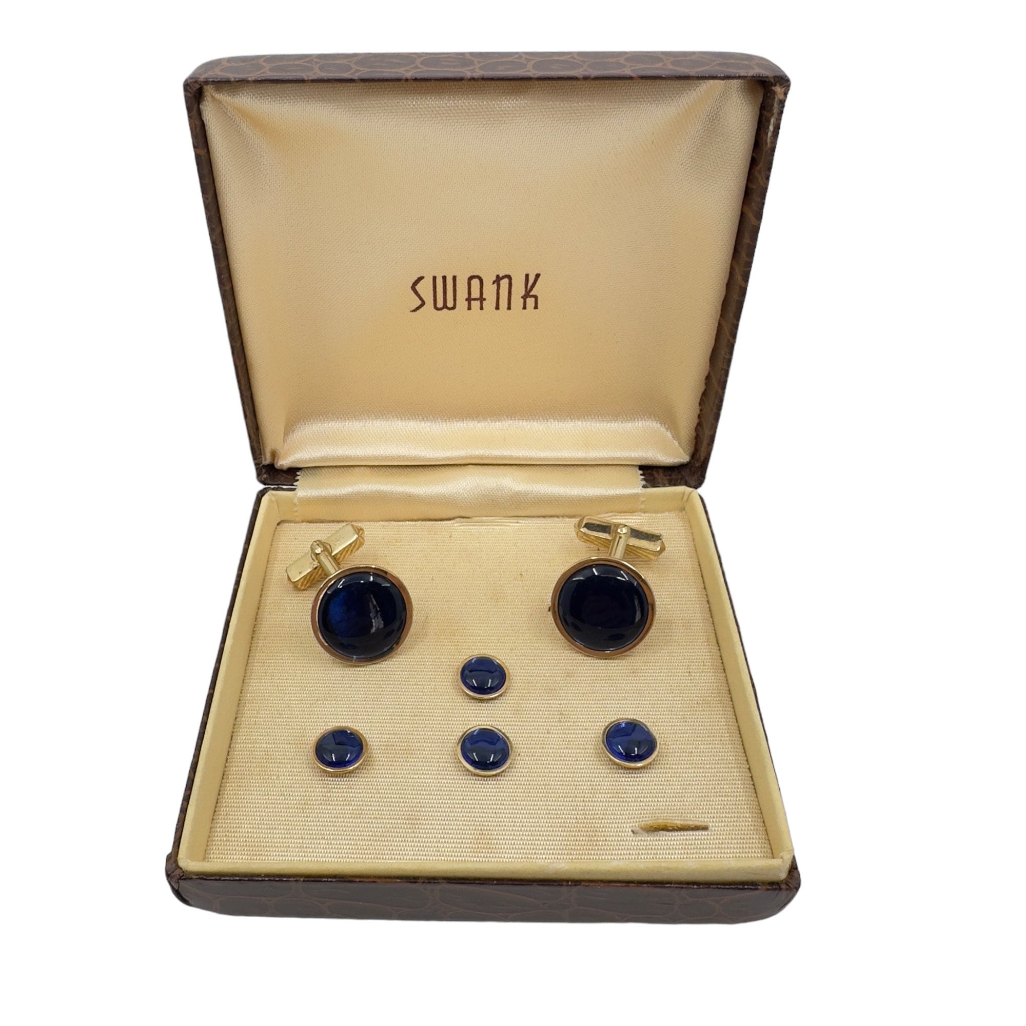 Swank Art Deco 1950's Gold-plated and Blue Art Glass 4 Tuxedo Shirt ...